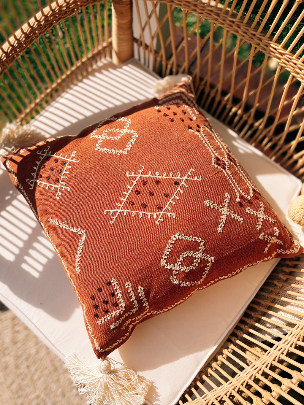 Clay Boho Cushions | Raja Homewares | Embroidered Clay Cushion Covers